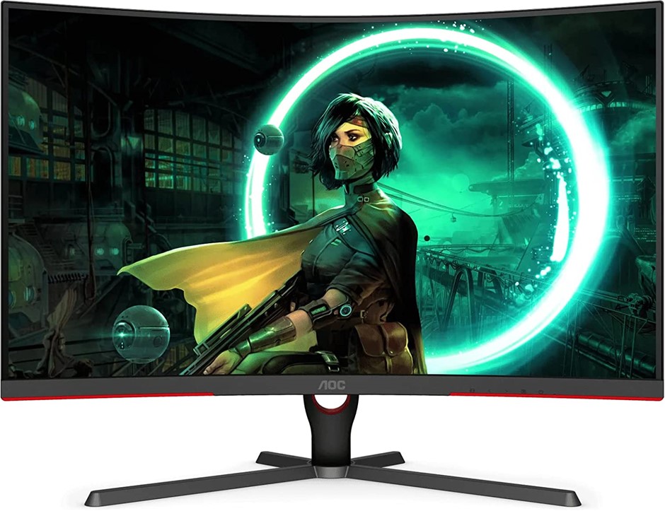 AOC 31.5" Super Curved 1000R 2K QHD, Free-Sync,1ms, 165Hz, HDR Ready ...