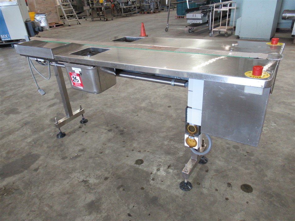 Stainless Steel Slat Conveyor with Pack Off Table Auction (0026-5054079 ...