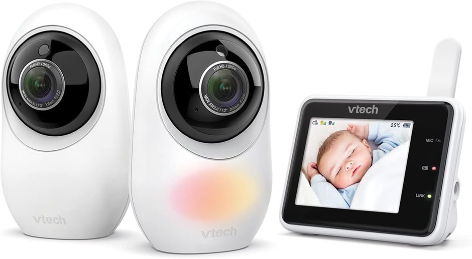 VTECH RM2751-2 2.8" 2-Camera Smart Wi-Fi 1080p HD Video Baby Monitor ...