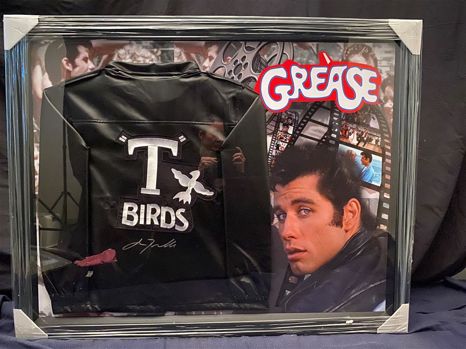 John Travolta signed T Birds Grease Jacket - Framed - COA Auction (0016 ...