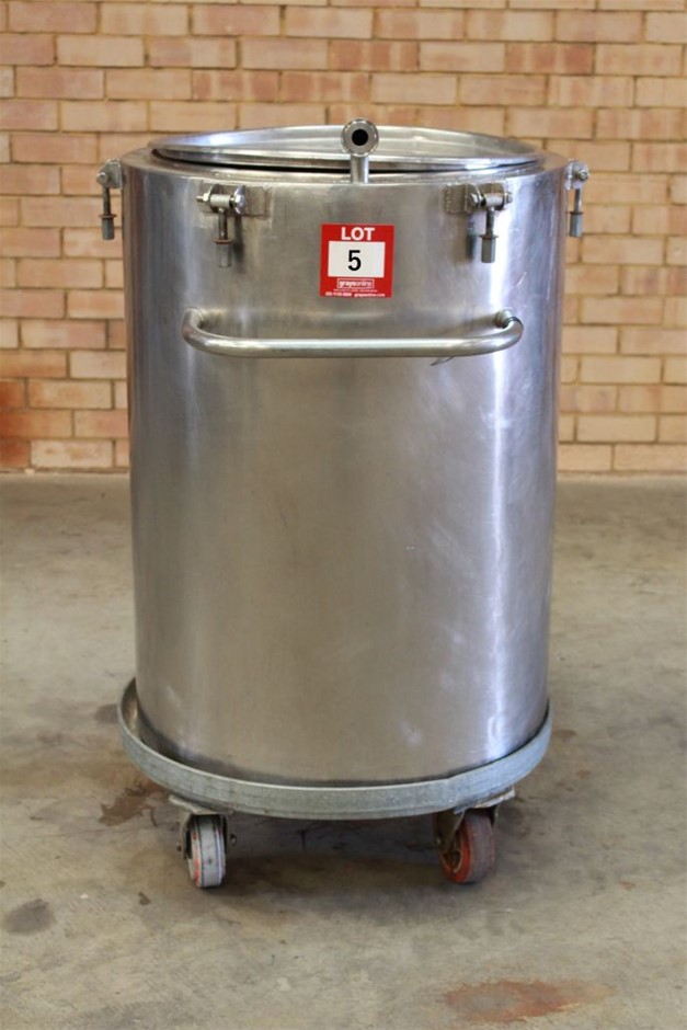 200L Stainless Steel Jacketed Tank on a mobile Trolley with Outlet and ...