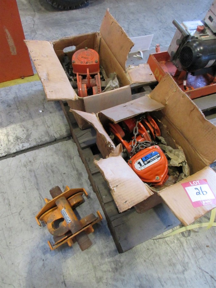 Qty of Girder Trolley Chain Blocks Auction (0026-7047814) | Grays Australia