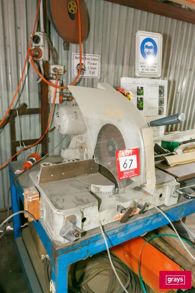 Elumatec Drop Cut Saw with Mobile Steel Work Bench Auction (0067 ...