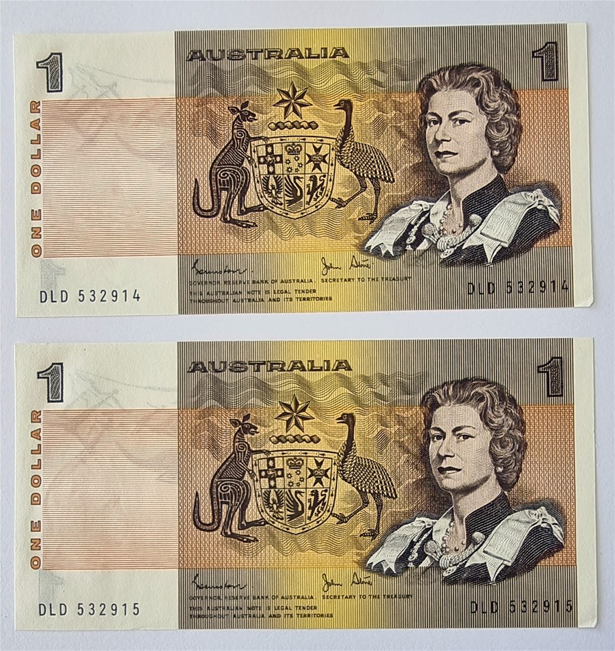 CONSECUTIVE PAIR OF ONE DOLLAR BANKNOTES Auction (0009-2556122) | Grays ...