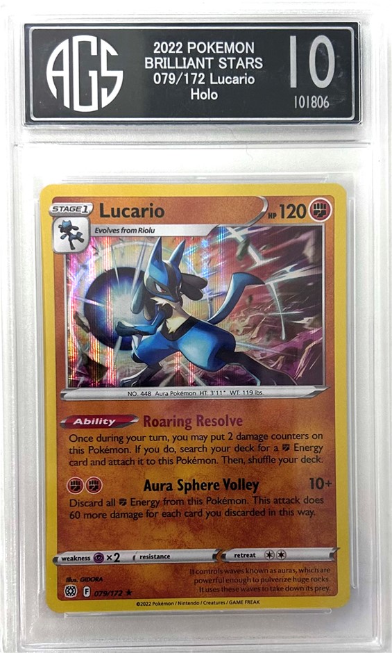 2022 Pokemon Brilliant Stars 079/172 Lucario Holo Trading Card Auction ...