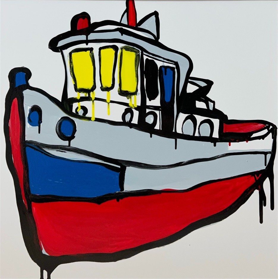 JASPER KNIGHT (1978 - ) Original Enamel Painting FRAMED Auction (0048 ...