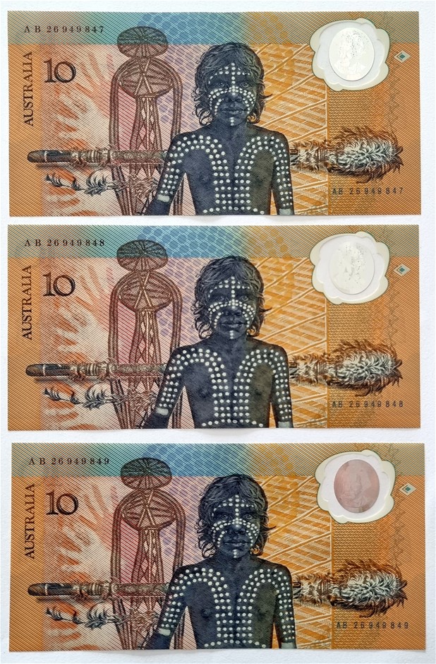 CONSECUTIVE SET OF AUSTRALIAN FIRST POLYMER BANKNOTES Auction (0002 ...