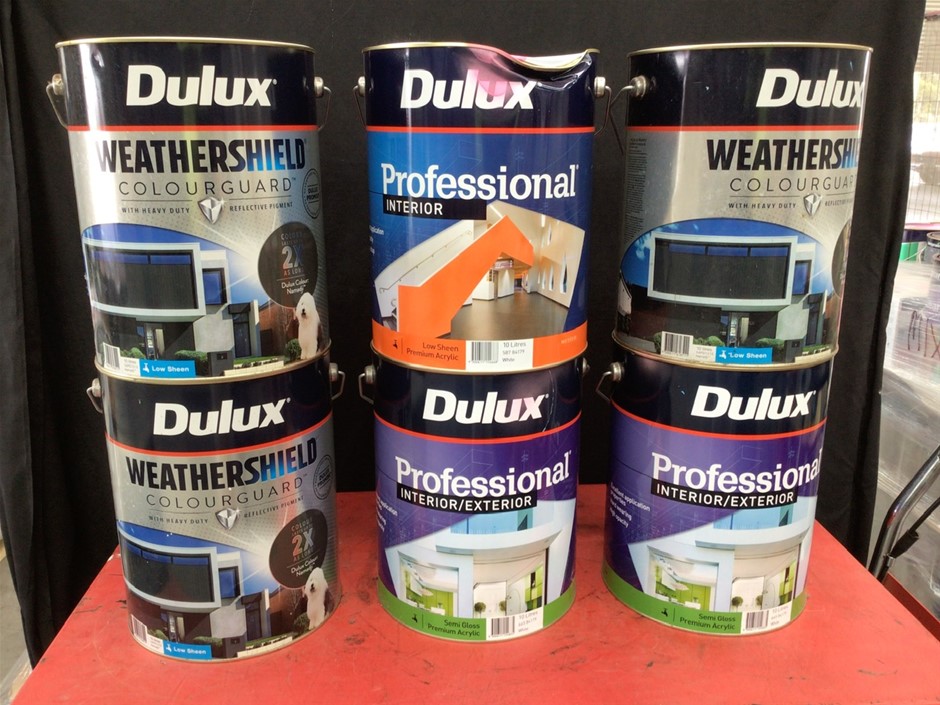 6 x Assorted 10 Litre Tins of Dulux Paint. Auction (0003-3027693 ...