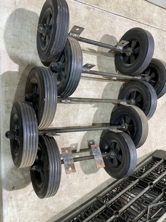 Qty of 5 Pairs of Solid Wheels with Axles and Mounting Backets Auction ...