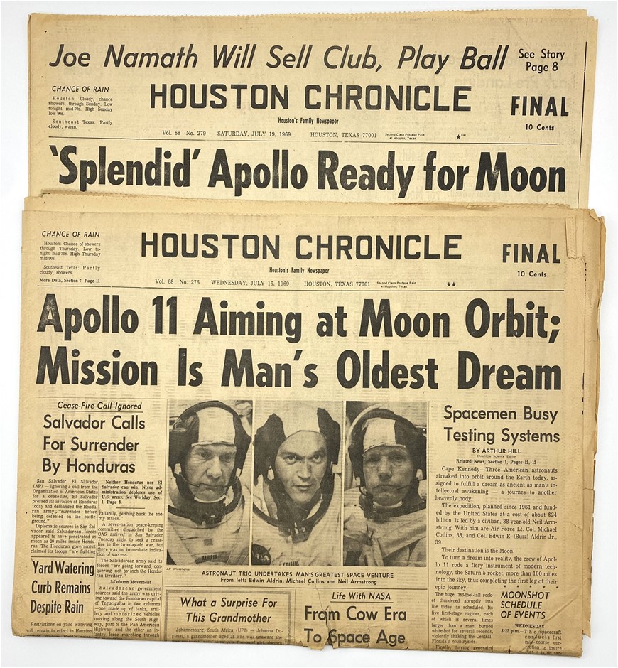 1969 APOLLO 11 HOUSTON CHRONICLE NEWSPAPER SECTIONS Auction (0003 ...