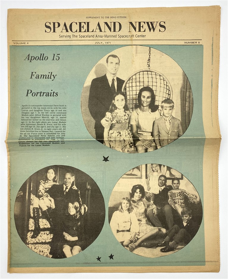 1971 APOLLO 15 SPACELAND NEWS NEWSPAPER SECTION Auction (0004-2556998 ...