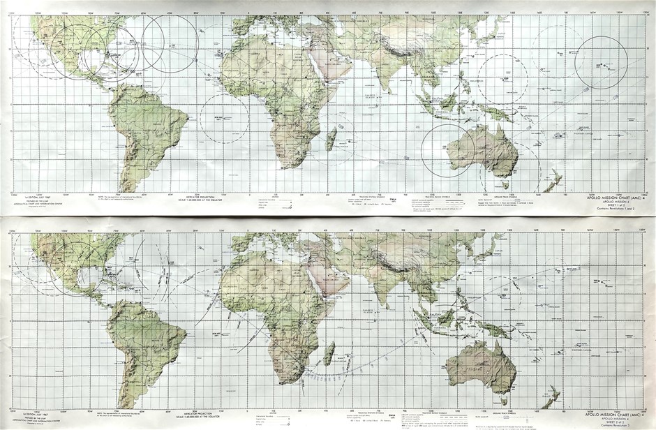 SET OF 1ST EDITION NASA APOLLO 4 EARTH ORBIT MISSION CHARTS Auction ...