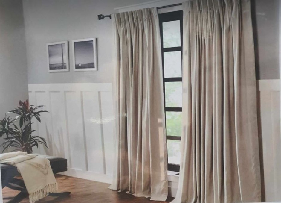 LOGAN AND MASON Finn Pinch Pleat Curtains, 2 x 110cmx221cm to Fit ...