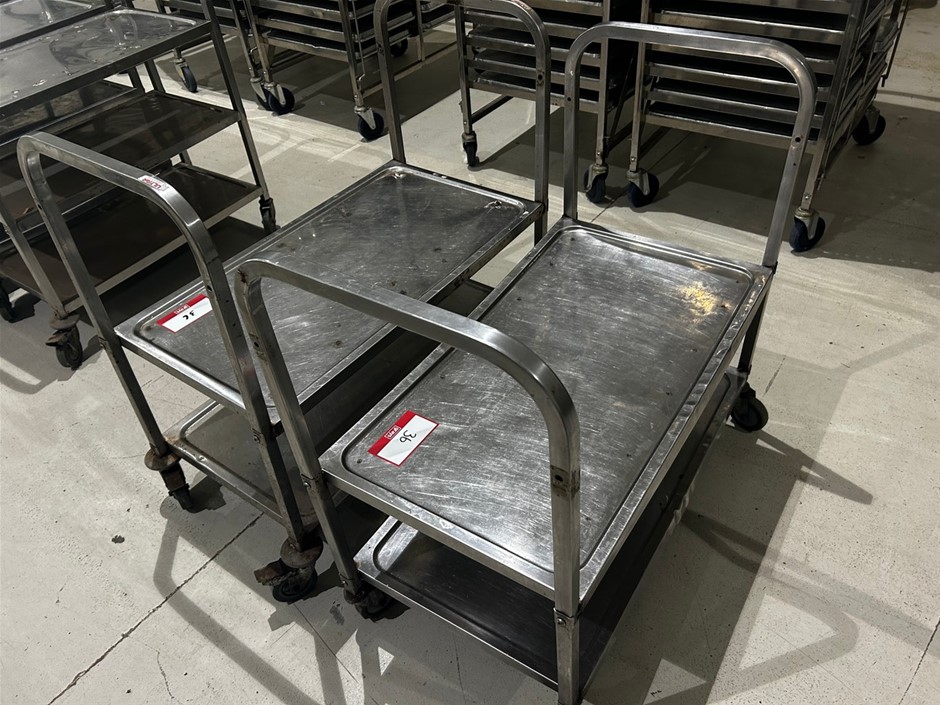 Qty 2 x 2 Shelf Mobile Trolleys Auction (0036-7048782) | Grays Australia