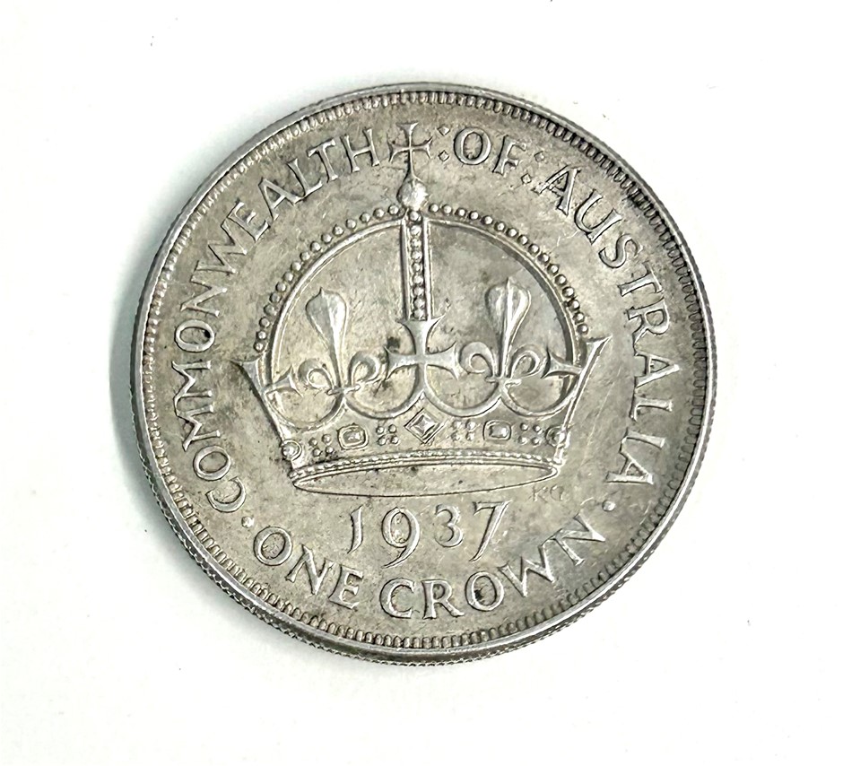 1937 Commonwealth Of Australia One Crown Sterling Silver Coin Auction ...