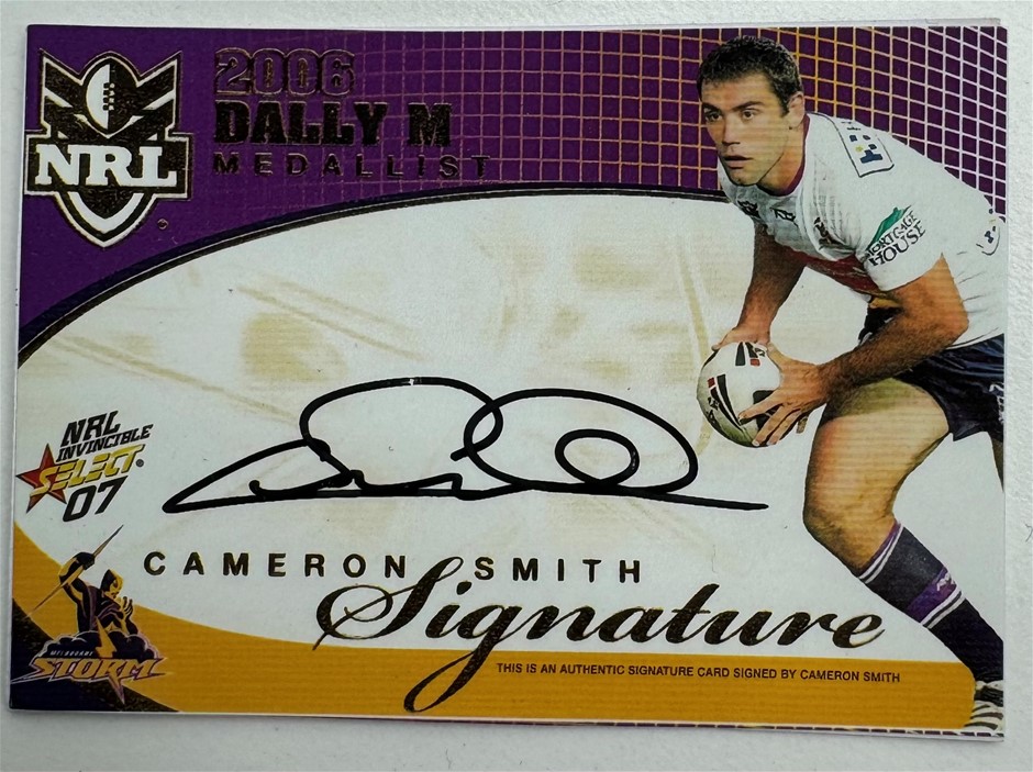 NRL Invincible Select 07 "CAMERON SMITH" Signed Signature NRL Trading ...