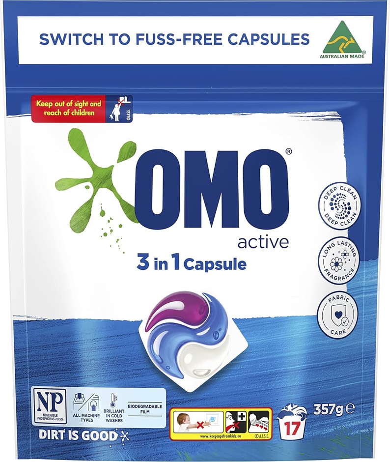 6 x OMO Laundry Capsules, 3 in 1 Active, 17 Pack. Auction | GraysOnline ...