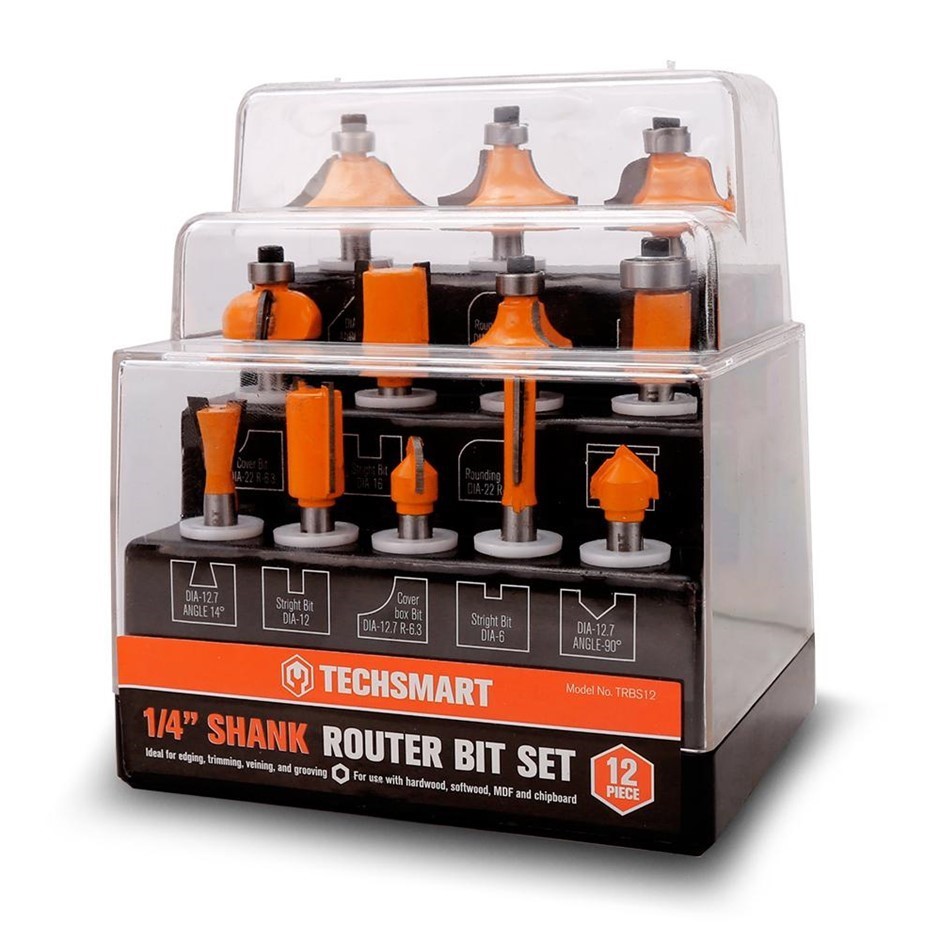 TECHSMART 12pce 1/4" Shank Router Bit Set. Auction | GraysOnline Australia