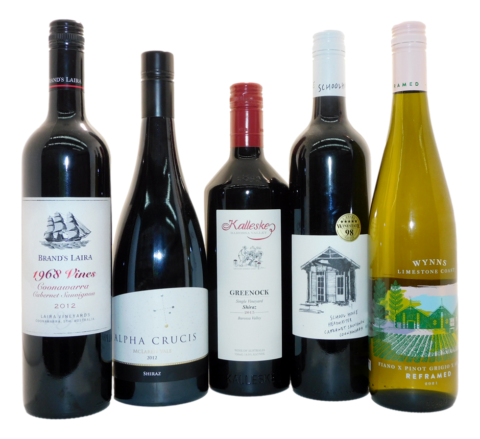 Pack of Wine Mixed Vintage (5x 750mL) SA Auction (0046-10727005 ...
