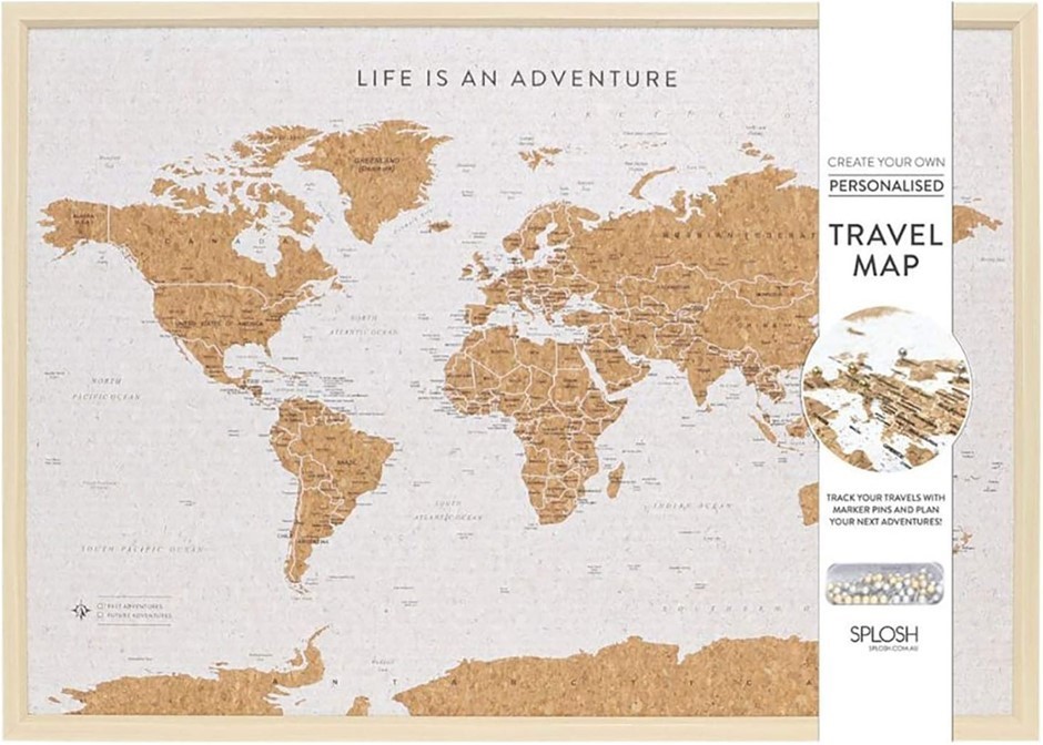 SPLOSH TVB04 Travel Board World Map, Large, Beige/White. Auction (0097 ...