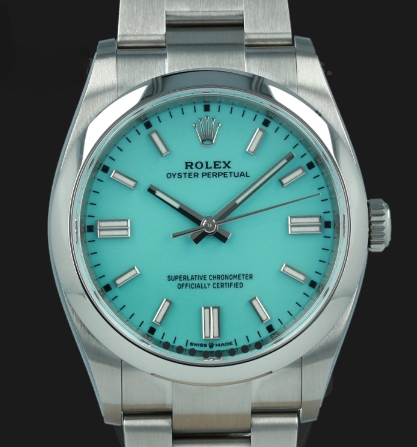 Rolex Oyster Perpetual 36mm Turquoise Tiffany Style Dial Auction (0015 ...