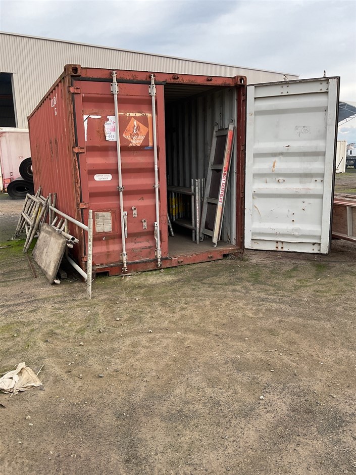 20ft Shipping Container with Large Qty of Nobolt Scaffolding Auction ...