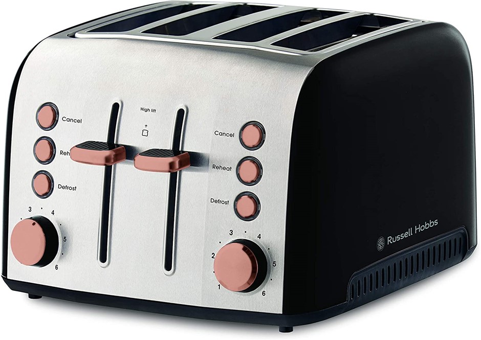 RUSSELL HOBBS Brooklyn Toaster 4 Slice, Colour: Copper, Extra wide ...