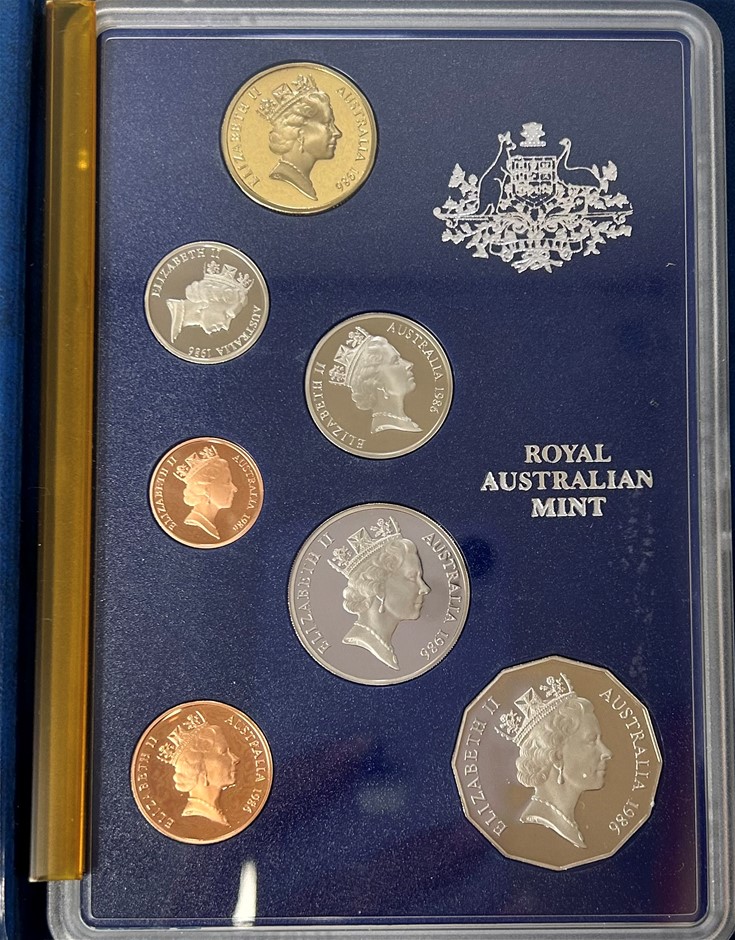 Royal Australian Mint 1986 "Seven Proof Coin Set" in Plastic BiFold ...