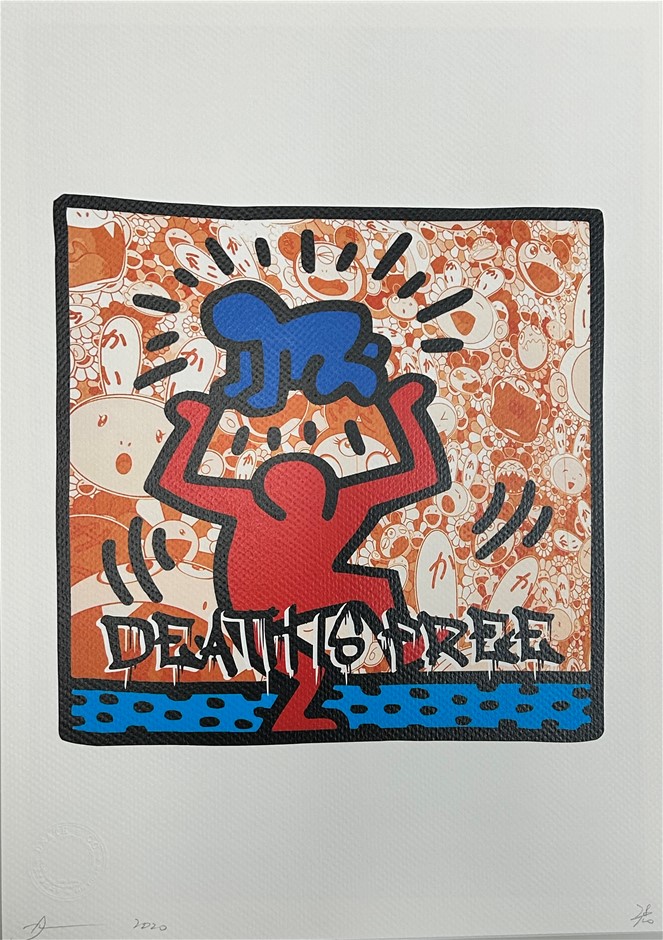 Death NYC Signed Street Art Print ``Keith Haring/Murakami Flower ...