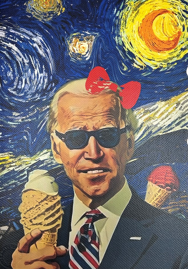 Death NYC Signed Street Art Print ``Joe Biden Eating Ice cream/Van Gogh`` Auction (0011-2559630 ...
