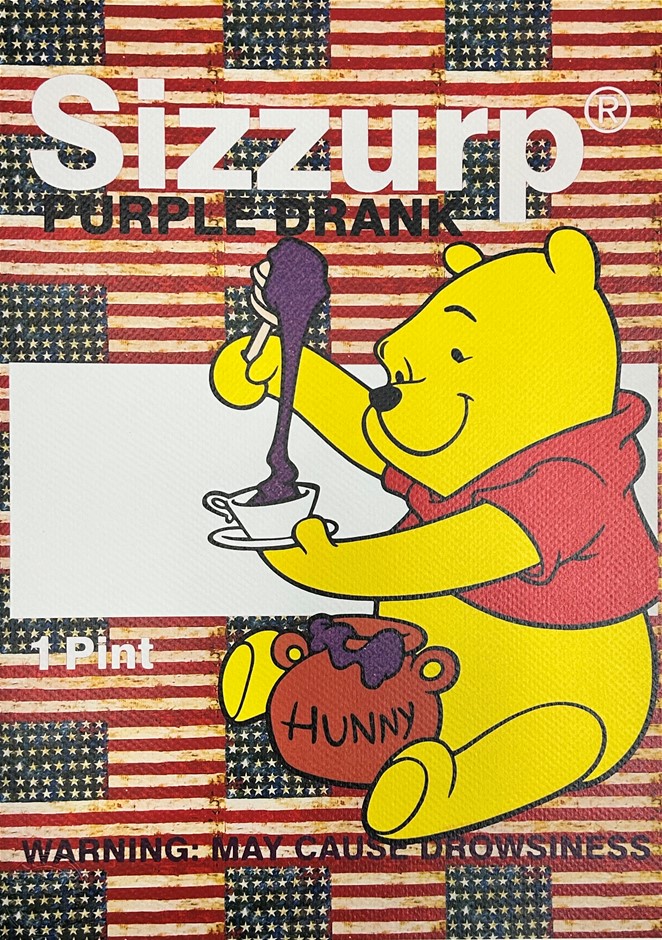 Death NYC Signed Street Art Print ``Winnie The Poo/American Flag ...