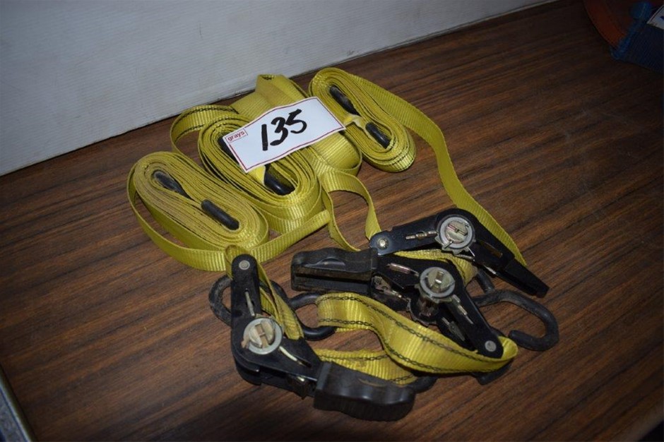 Lot of Three 4.4m Long Tie Down Straps with Ratchets Auction (0051 ...