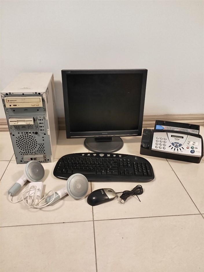 Desktop Computer, Monitor, Keyboard Fax And Speakers; Condition Unknown ...