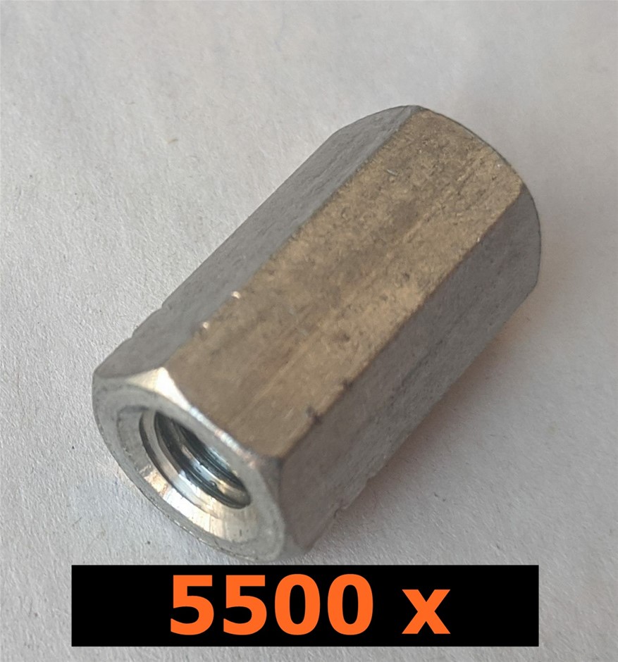 5500 (55 x 100) 100 x DIN Stainless Steel Hex Rod Coupler Nuts M8 8mm ...