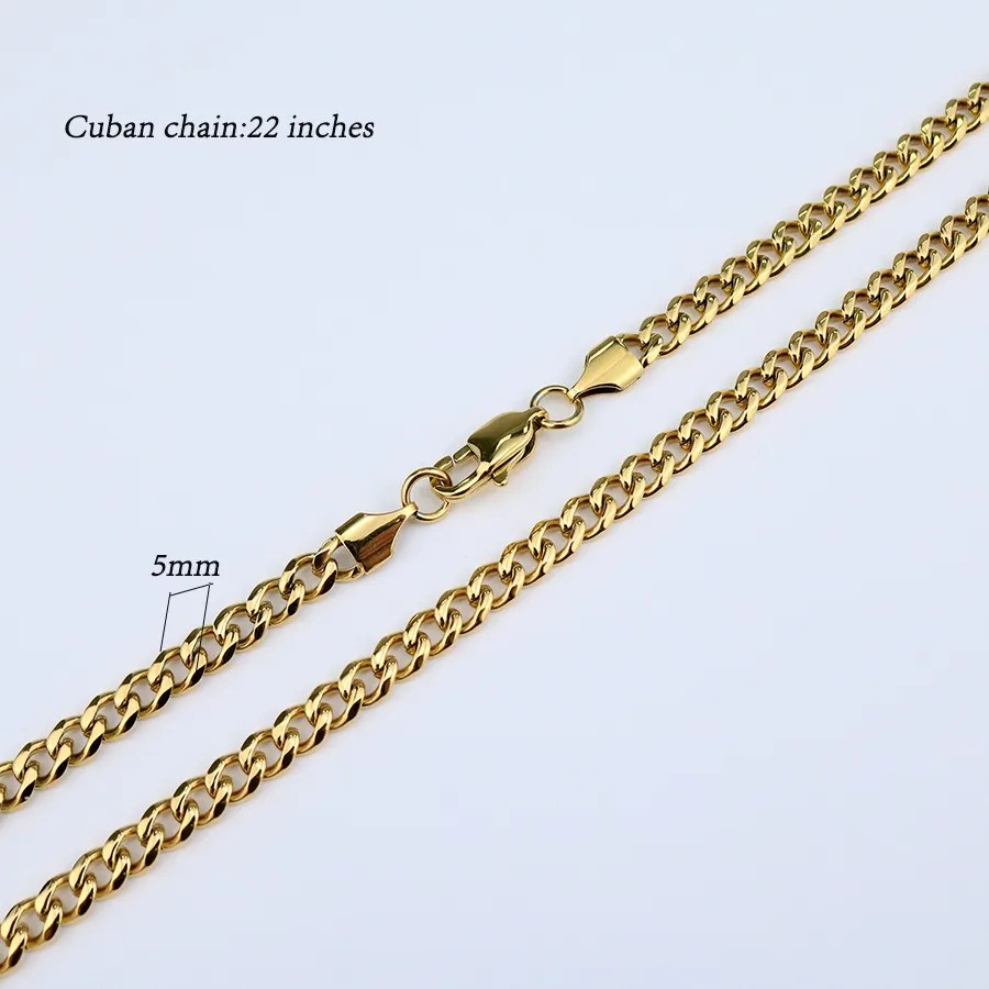 18K Yellow Gold Plated 5MM 22 Inches Cuban Chain Necklace Auction (0001 ...