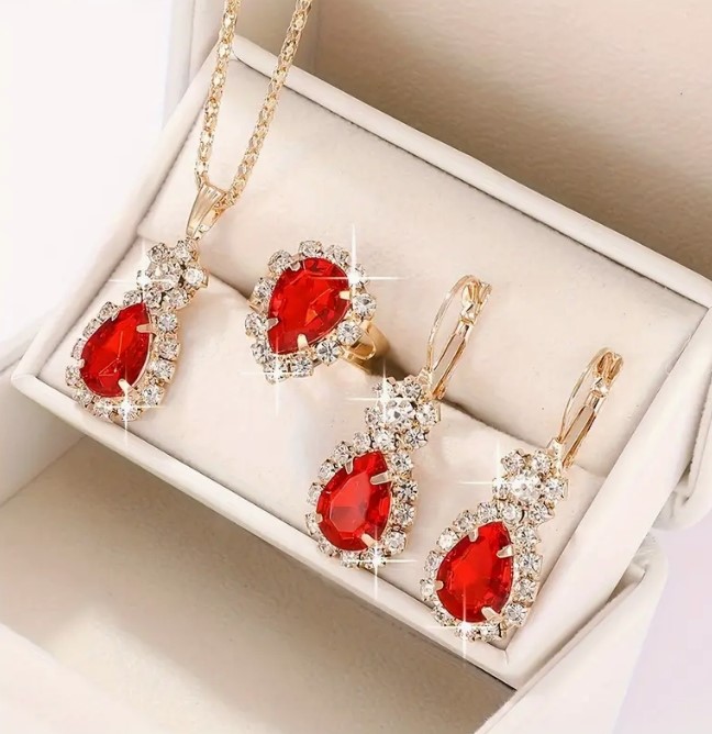 Elegant 18K Yellow Gold plated Simulated Ruby set Auction (0027-2565599 ...
