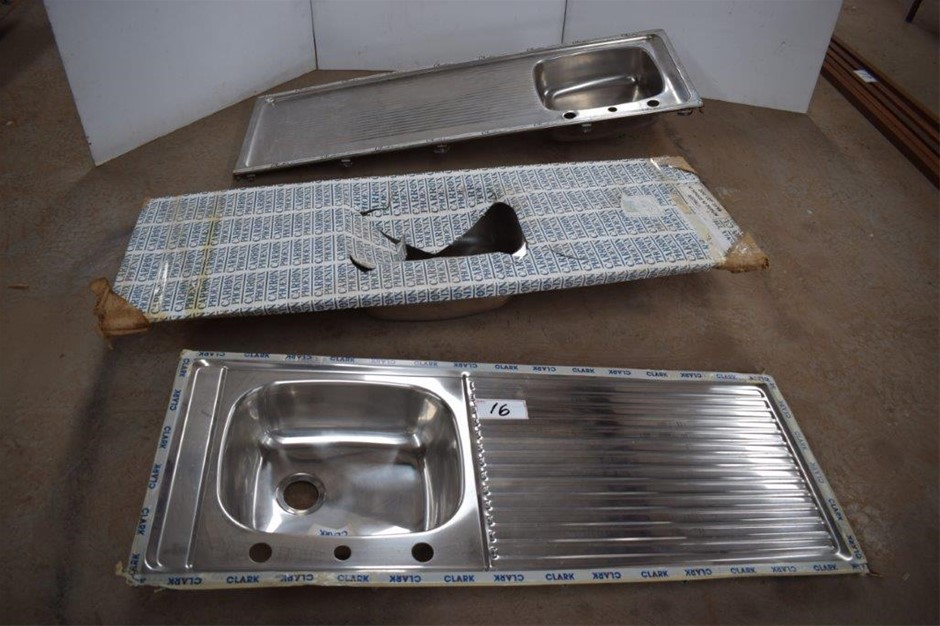 Lot of 3 Unused Stainless Steel Single Bowl Sinks Auction (0016-9053183 ...