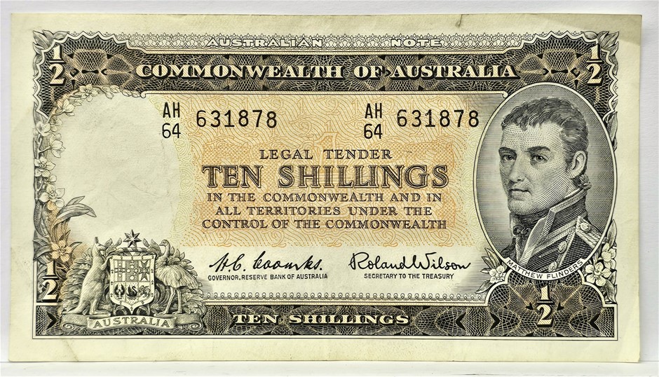 1961 LAST MID RANGE PREFIX TEN SHILLING BANKNOTE Auction (0010-2561277 ...