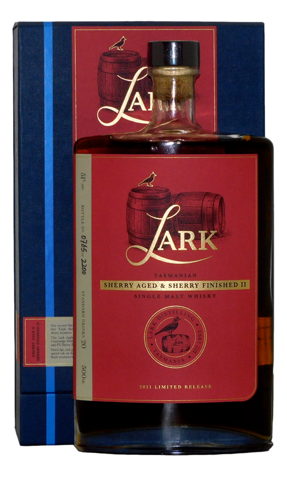 Lark Sherry Aged & Sherry Finished II Single Malt Whisky (1x 500mL ...