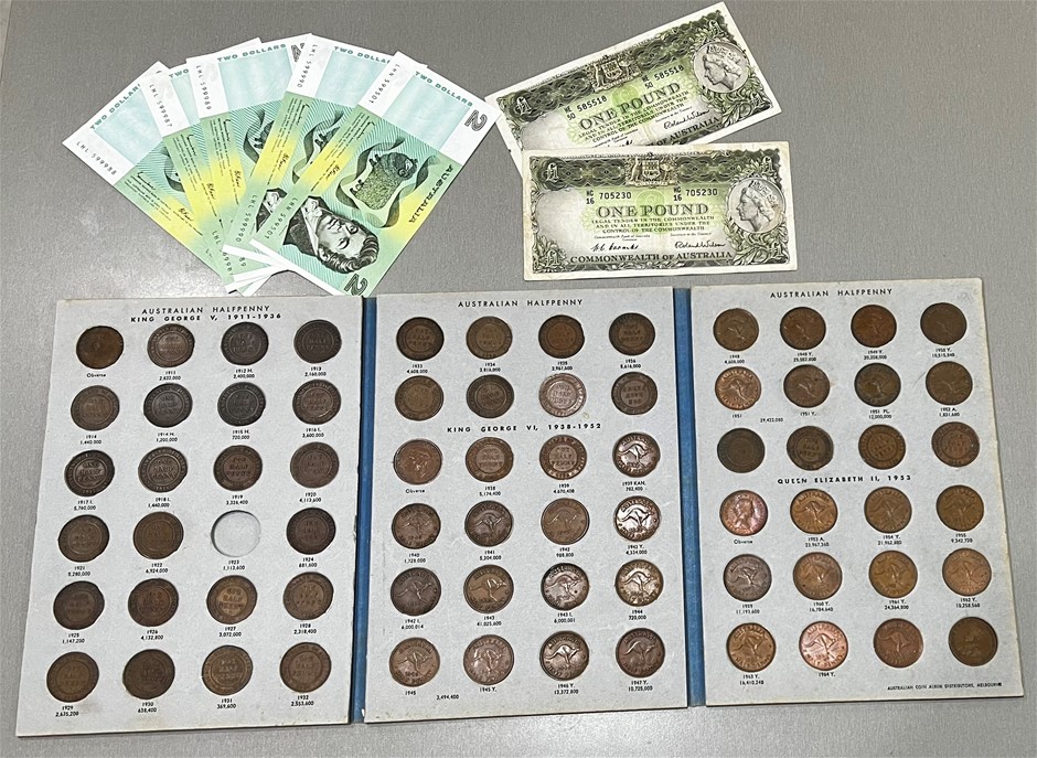 Complete Set of Australia Pennies Album 79 coins, only missing 1930 ...