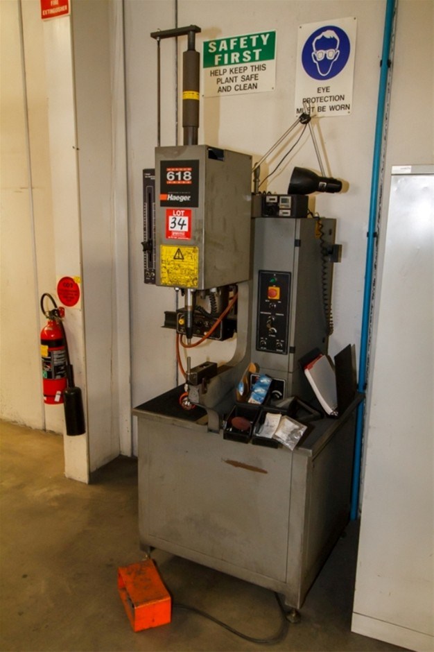 Inserter Press, Haeger 618 Model 618-1H, DOM: 1998 S/No. 06H00555, 6 ...