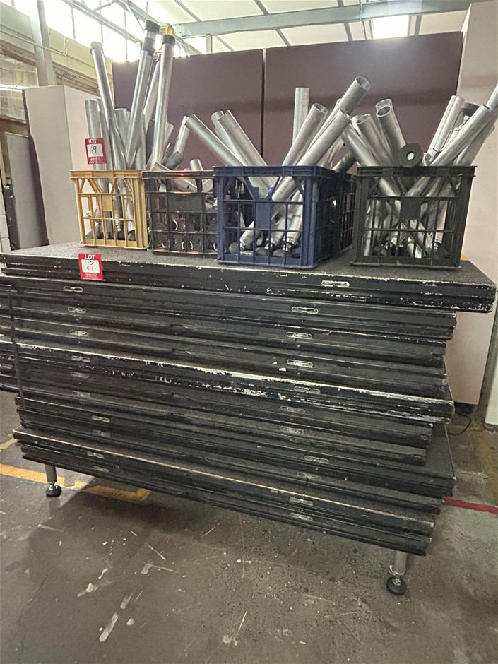 Large Quantity of Unbranded Portable Interlocking Stage Platforms Incl ...