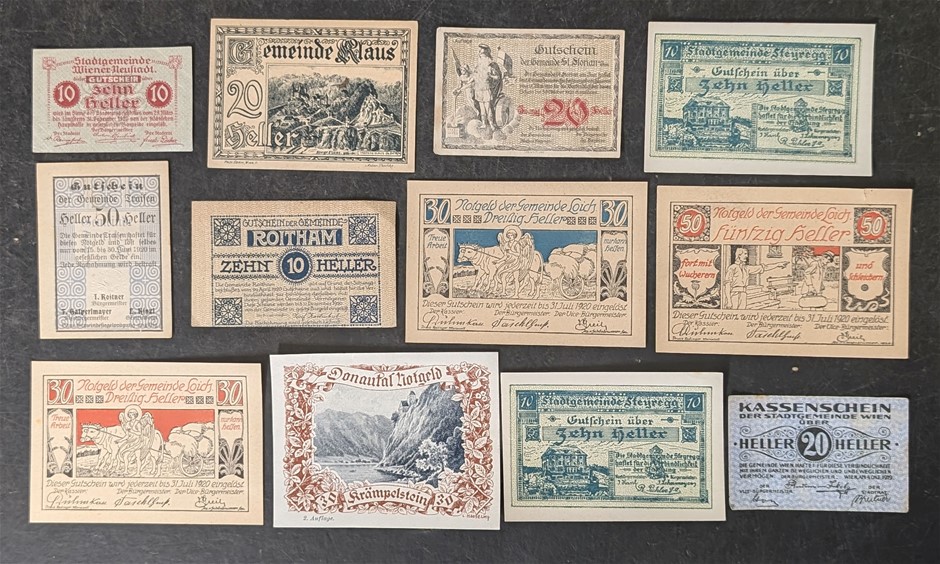 Early 1920s Austria NOTGELD Emergency Money Banknote collection Auction ...