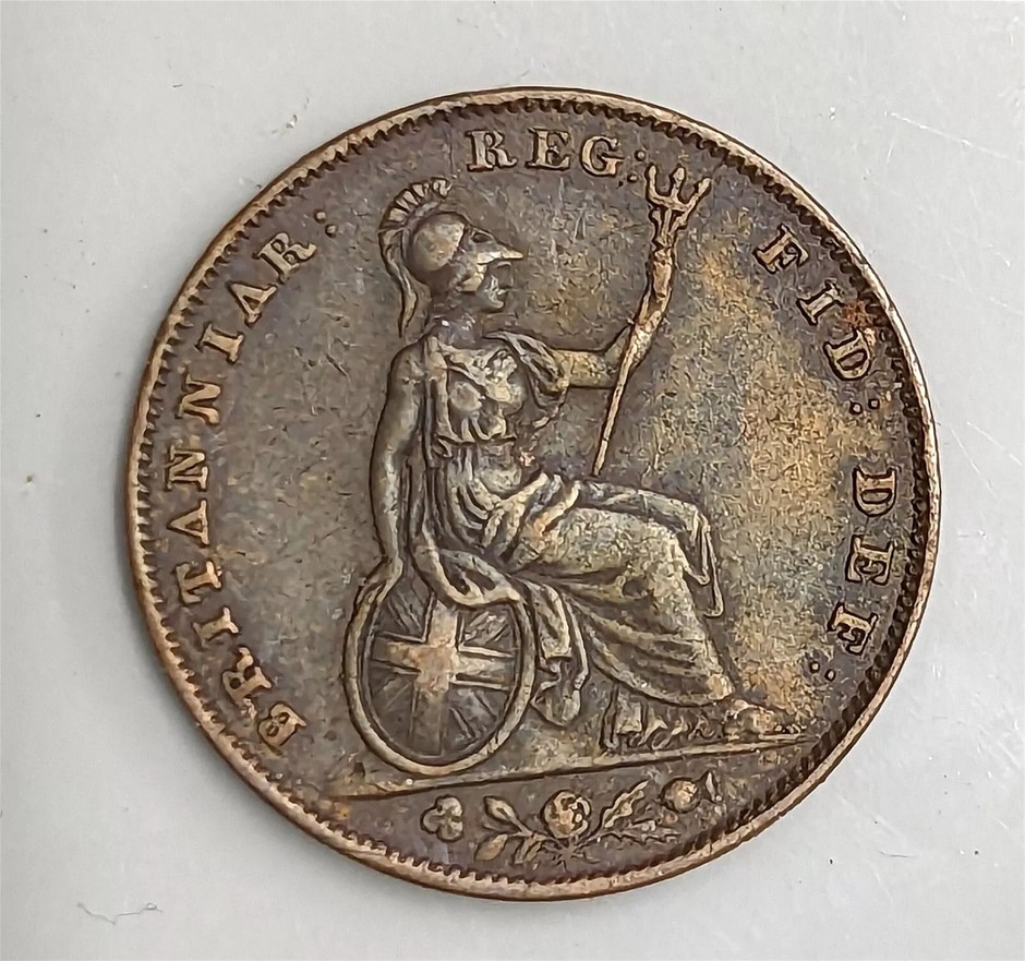 1853 Great Britain Uk Queen Victoria Farthing Coin Auction (0001 ...