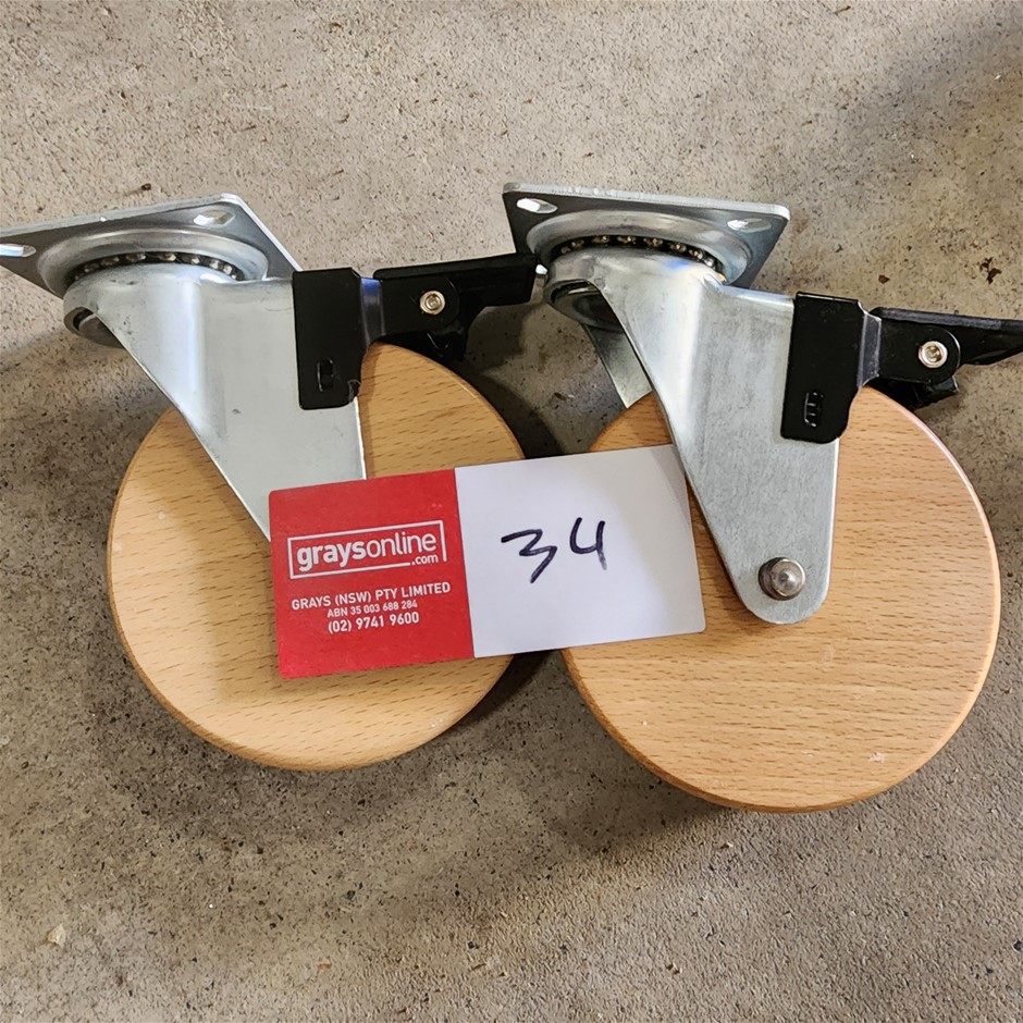 2 x Wooden Wheels / Sliders Auction (0034-5058426) | Grays Australia
