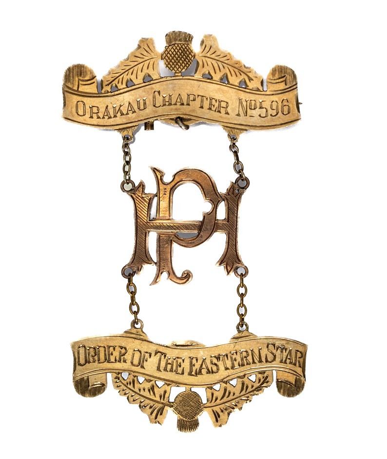 N.Z. Orakau Lodge Chapter No.596 Silver Badge, 9Ct Gold 'HP' Auction ...
