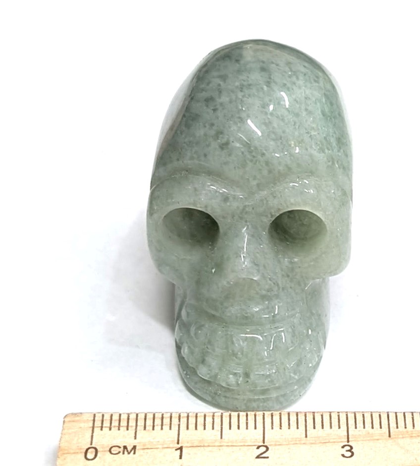 GREEN AVENTURINE carved stone Skull Auction (0066-2562523) | Grays ...