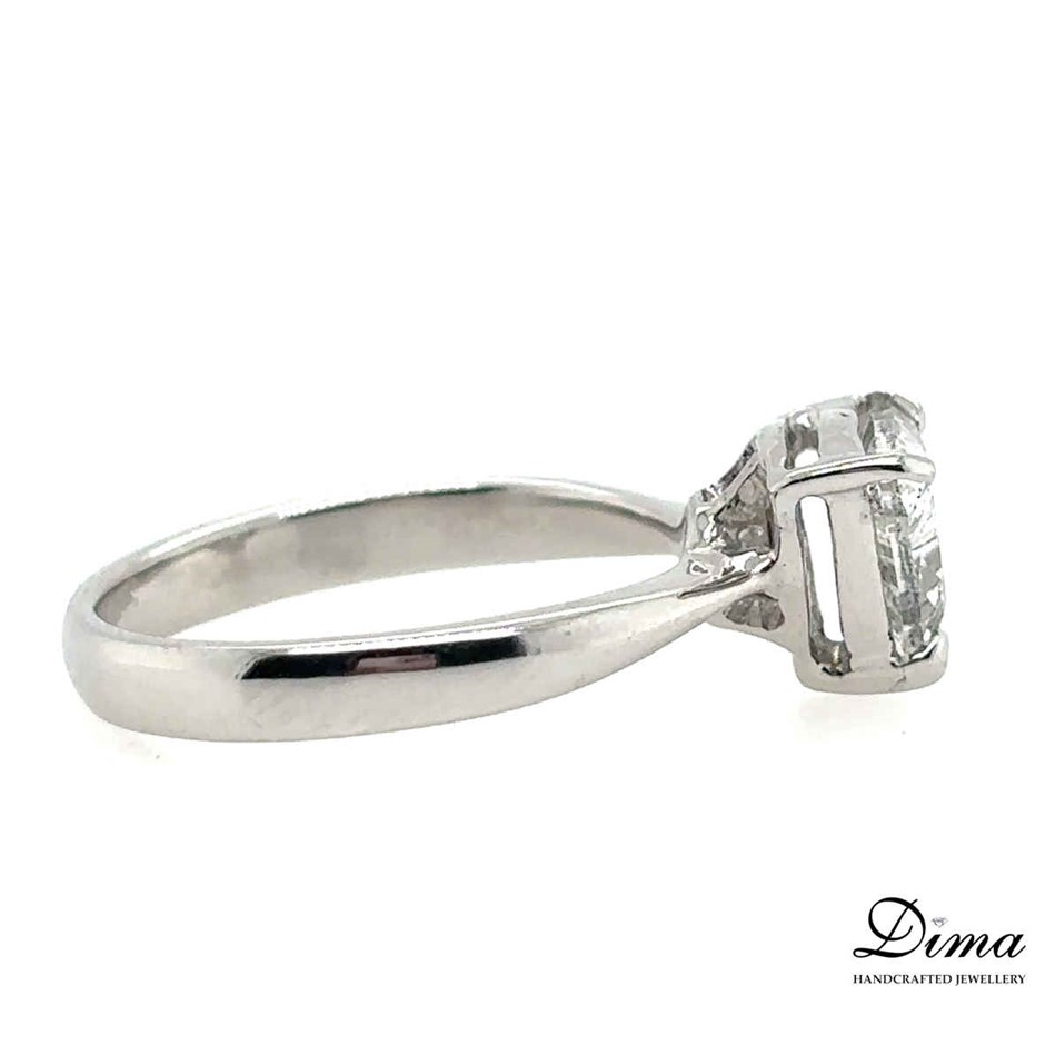 1.11Ct G/I1 Triangular Cut Diamond With Cgl Report Ring 18K White Gold ...