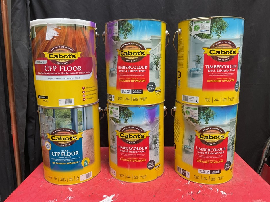 6 x Assorted 10 Litre Tins of Cabot’s Paint Auction (0046-3031283 ...