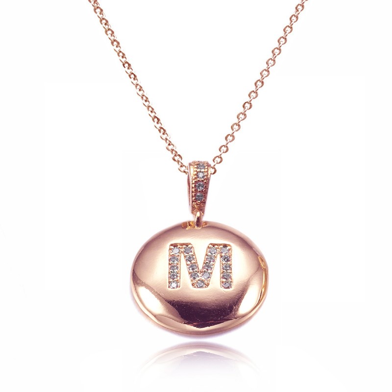 Personalized Initial Letter 'M' Charm Rose Gold Plated Pendant Necklace ...